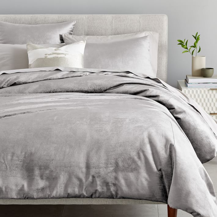Washed Cotton Luster Velvet Duvet Cover & Shams | West Elm