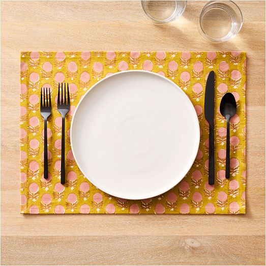 Soil to Studio Richa Block-Printed Cotton Placemats (Set of 2) | West Elm