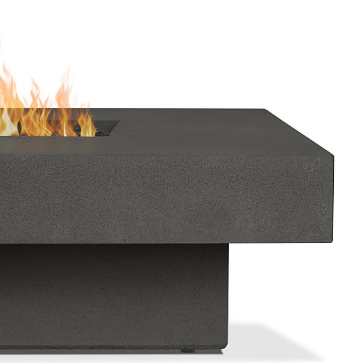 Concrete Lipped Rectangle Fire Pit Table | West Elm