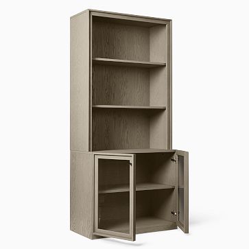 Holmes Modular 2-Door Glass Console w/ Open Hutch (36") | West Elm