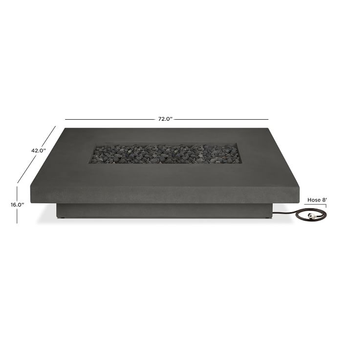 Concrete Lipped Rectangle Fire Pit Table | West Elm