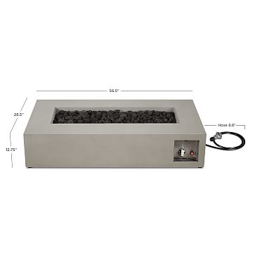 Concrete 56" Low Rectangle Fire Table | West Elm