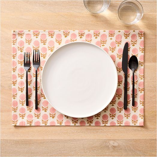 Soil to Studio Richa Block-Printed Cotton Placemats (Set of 2) | West Elm