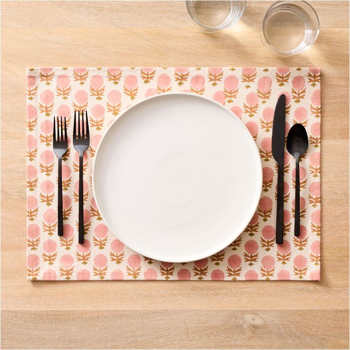 Soil to Studio Richa Block-Printed Cotton Placemats (Set of 2) | West Elm