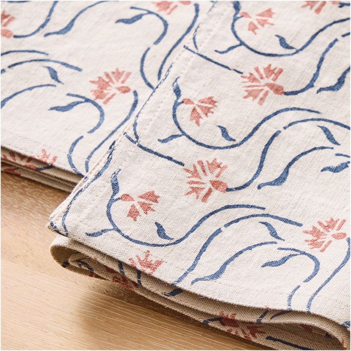 Soil to Studio Juhi Block-Printed Linen Napkins (Set of 2) | West Elm