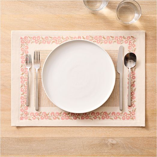 Soil to Studio Shikha Block-Printed Cotton Placemats (Set of 2) | West Elm