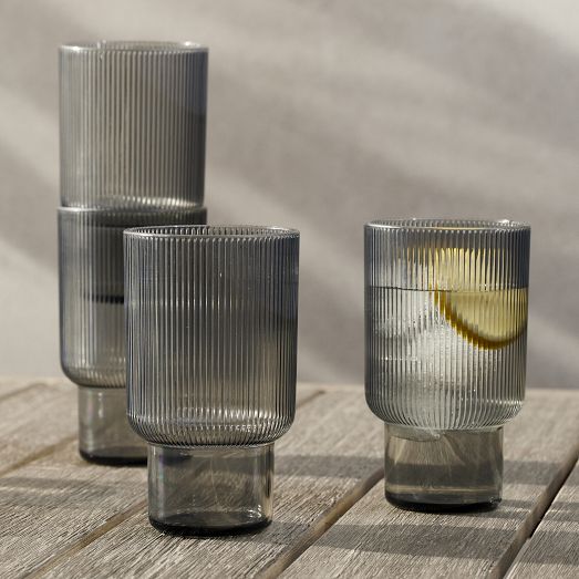 Fluted Acrylic Tall Drinking Glass Sets | West Elm