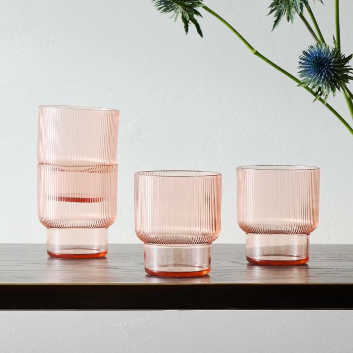 Fluted Acrylic Short Drinking Glass Sets | West Elm