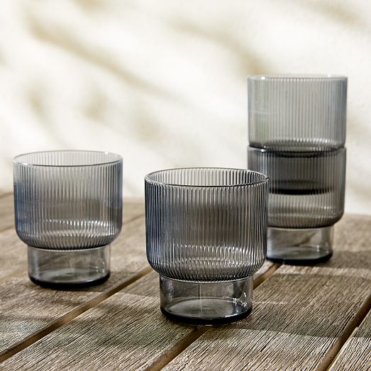 Fluted Acrylic Short Drinking Glass Sets | West Elm