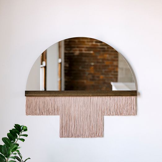 Candice Luter Duet Fringe Half Circle Mirror w/ Accent Bar | West Elm
