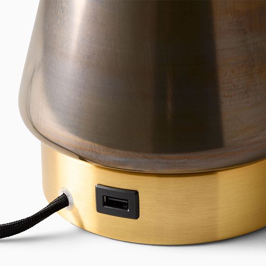 Metalized Glass USB Table Lamp - Large | Modern Light Fixtures | West Elm