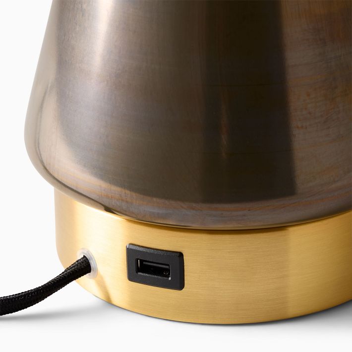 Metalized Glass USB Table Lamp - Large | Modern Light Fixtures | West Elm