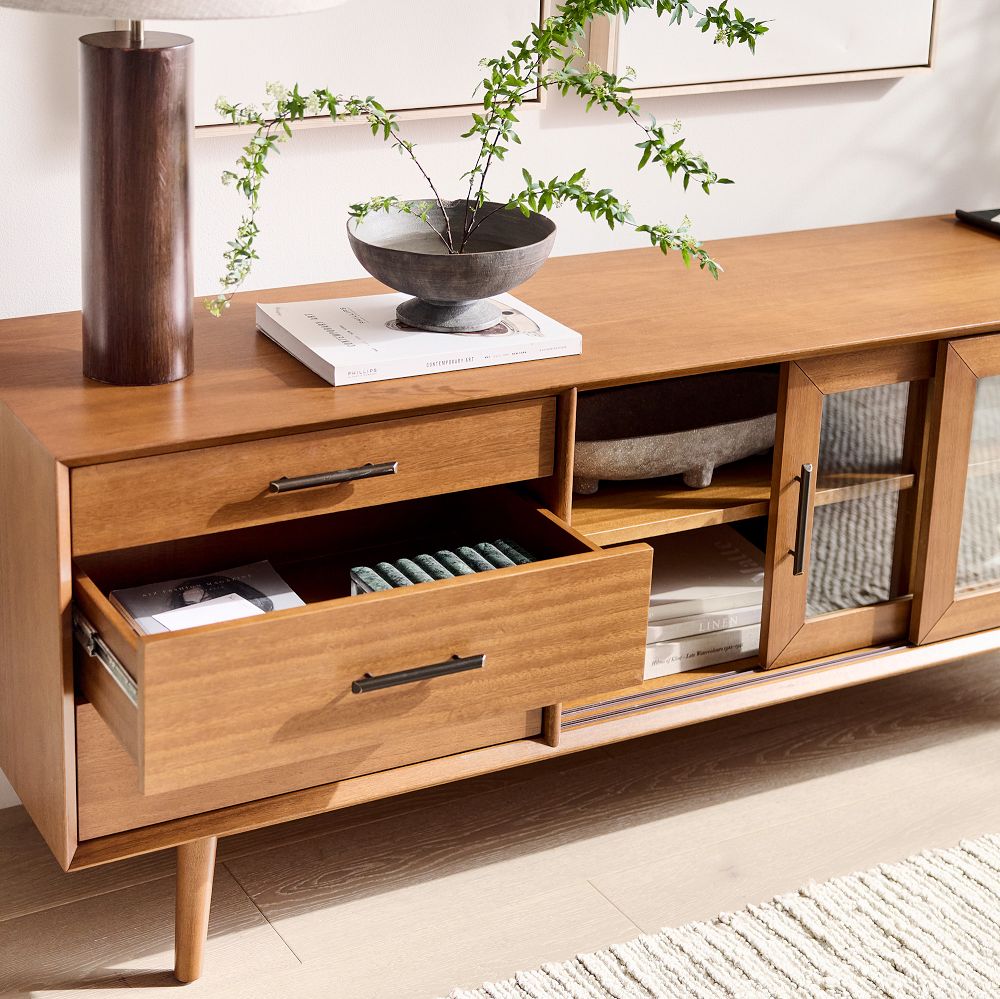 Mid-Century Glass Media Console (72"–80") | West Elm