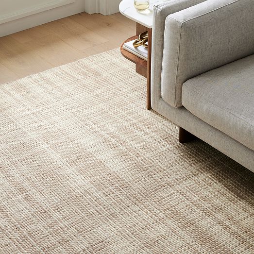 Mid-Century Heathered Basketweave Wool Rug | West Elm