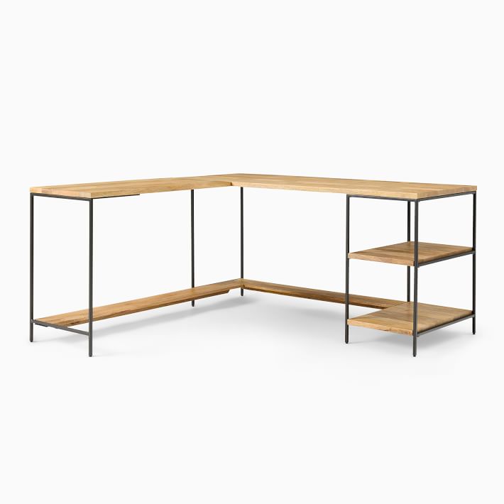 Industrial Storage Modular L-Shaped Desk w/ Open Shelves | West Elm