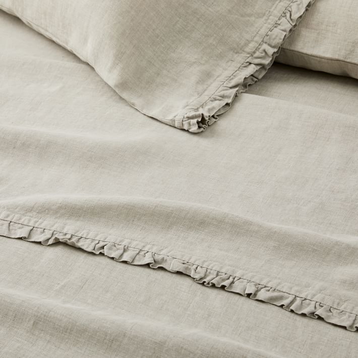 European Flax Linen Ruffle Sheet Set & Pillowcases | West Elm