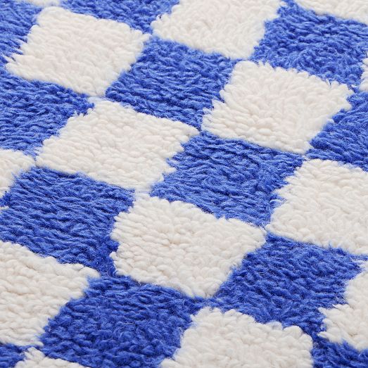 Soft Checkered Shag Washable Rug | West Elm