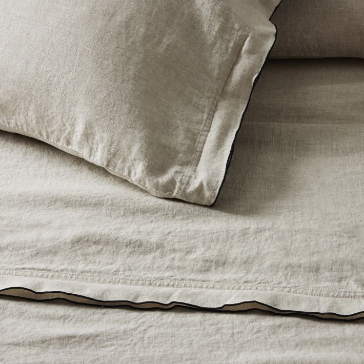 European Flax Linen Merrow Edge Sheet Set & Pillowcases | West Elm