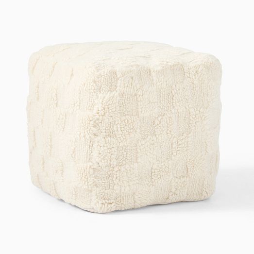 Checkerboard Shag Pouf | West Elm