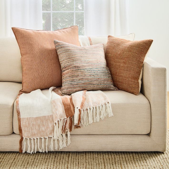 Contrast Border Cotton Slub Throw | West Elm
