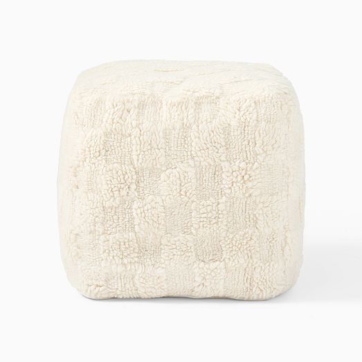 Checkerboard Shag Pouf | West Elm