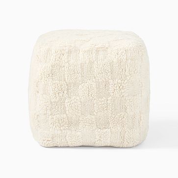 Checkerboard Shag Pouf | West Elm