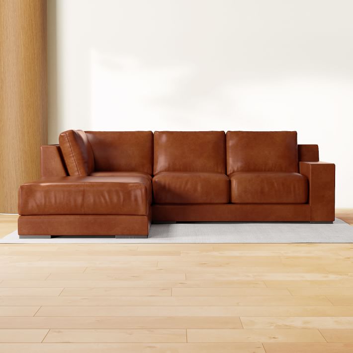 Dalton Leather 3-Piece Ottoman Sectional (109"–119") | West Elm