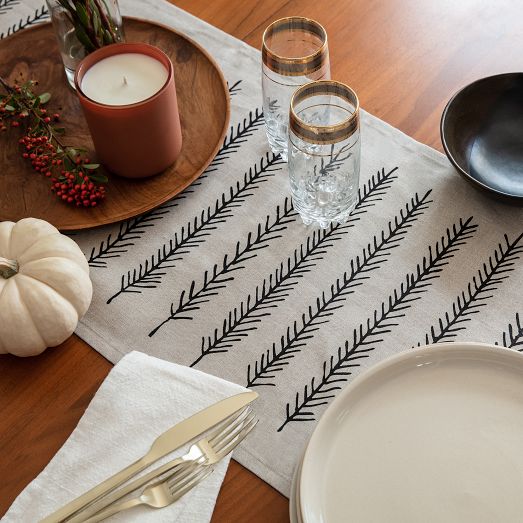 Little Korboose Black Feather Table Runner | West Elm