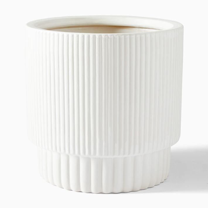 Fluted Ceramic Indoor/Outdoor Planters | West Elm