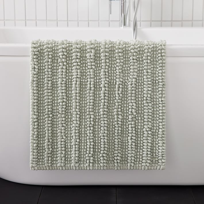 Organic Chenille Stripe Bath Mat | West Elm