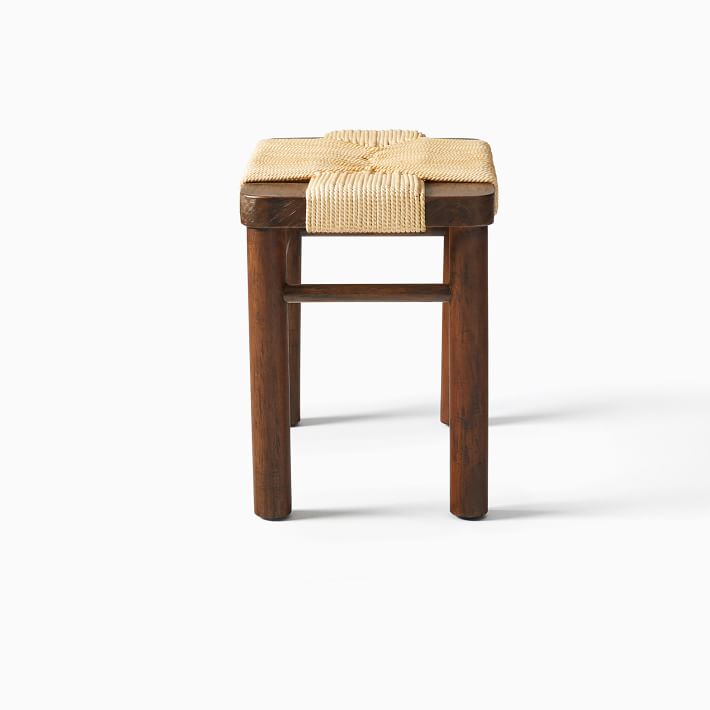 Mahogany Woven Rope Stool (20") | West Elm
