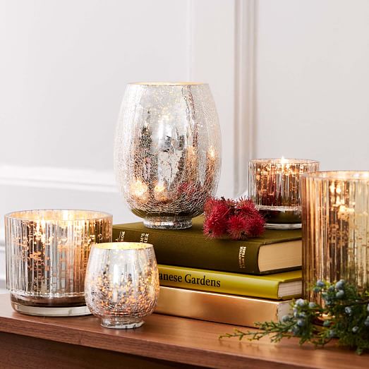 Mercury Glass Fluted Candles - Balsam Cedar | West Elm