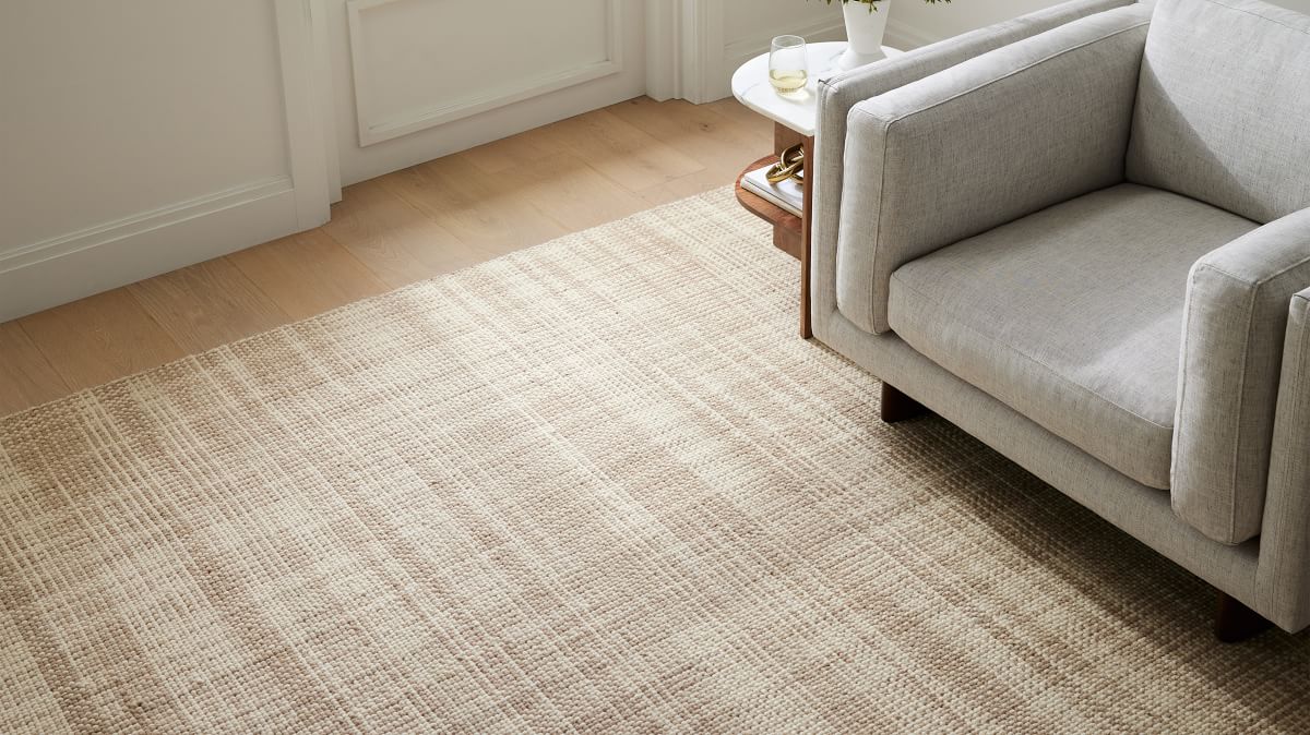 Mid-Century Heathered Basketweave Wool Rug | West Elm