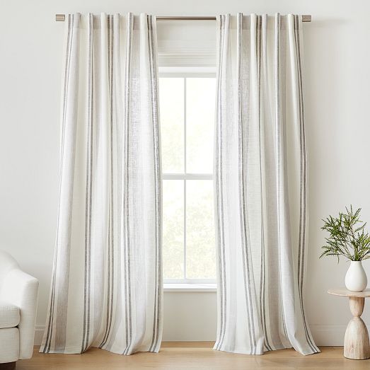 Textured Luxe Stripe Linen Curtain | West Elm
