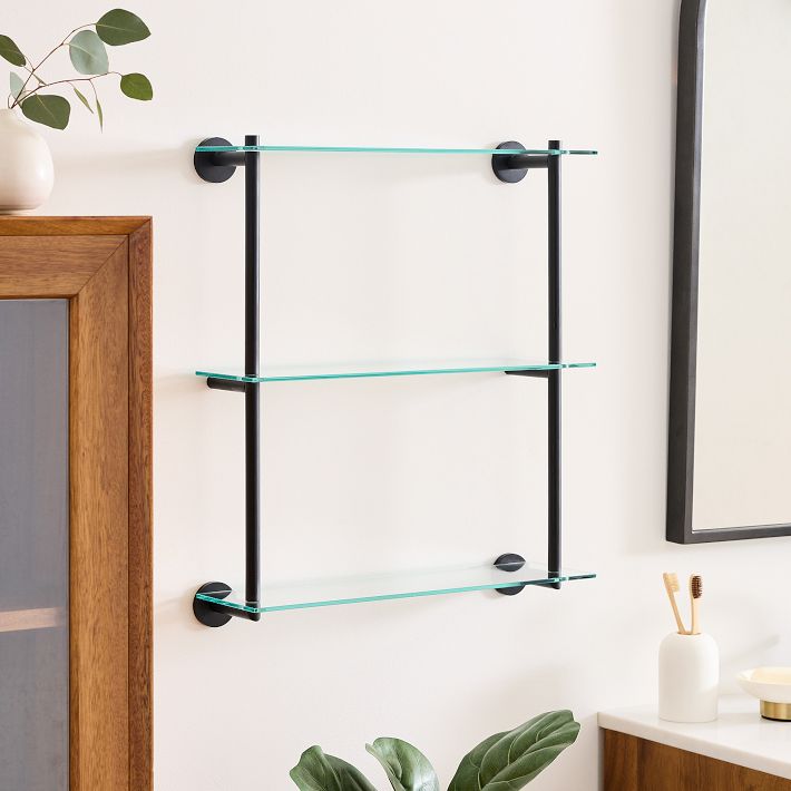Modern Overhang Triple Glass Bathroom Shelf | West Elm