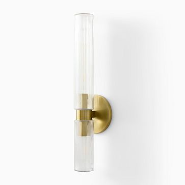 Fluted Double Asymmetrical Indoor/Outdoor Sconce (3") | West Elm