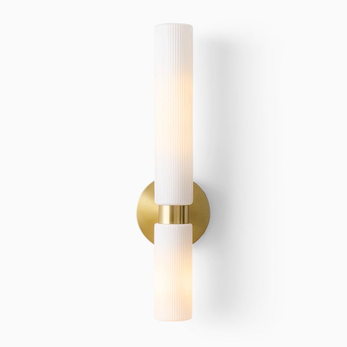Fluted Double Asymmetrical Indoor/Outdoor Sconce (3") | West Elm