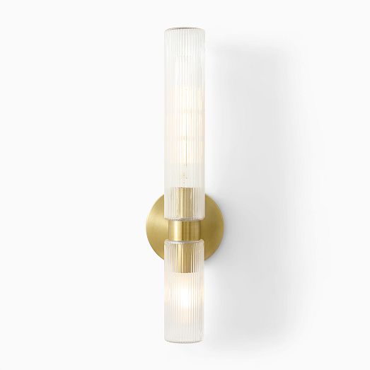 Fluted Double Asymmetrical Indoor/Outdoor Sconce (3") | West Elm