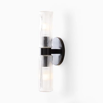 Fluted Double Short Indoor/Outdoor Sconce (3") | West Elm