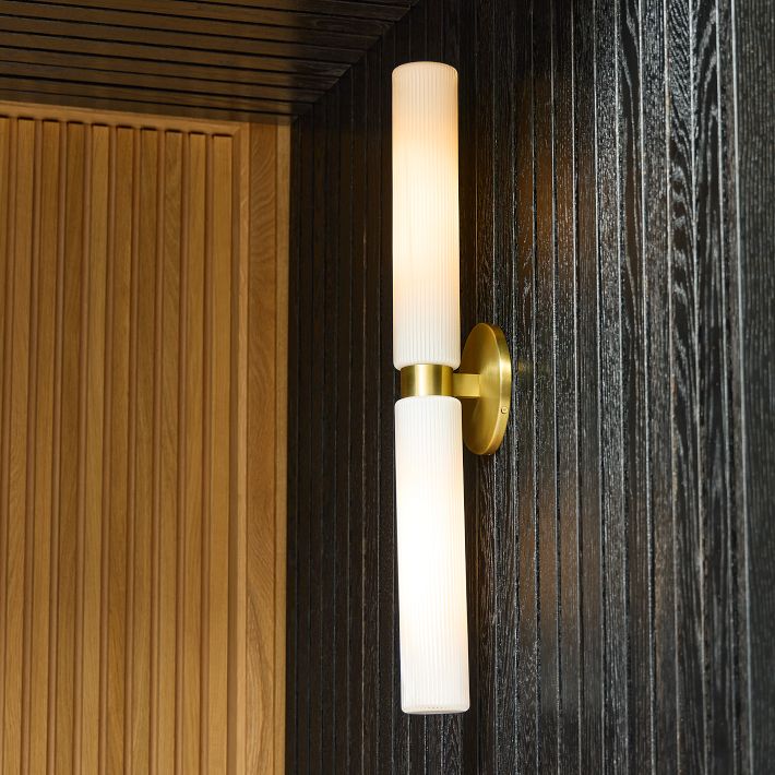 Fluted Double Long Indoor/Outdoor Sconce (3") | West Elm