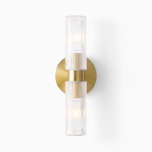 Fluted Double Short Indoor/Outdoor Sconce (3") | West Elm