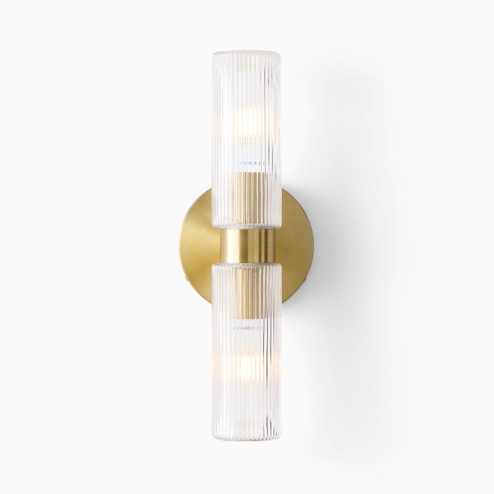 Fluted Double Short Indoor/Outdoor Sconce (3") | West Elm