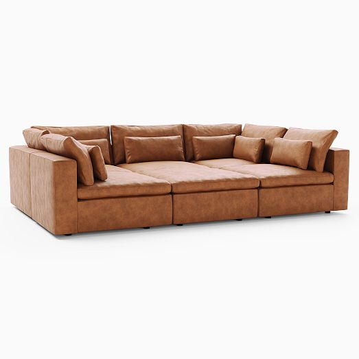 Harmony Modular Leather 6-Piece Pit Sectional (121") | West Elm