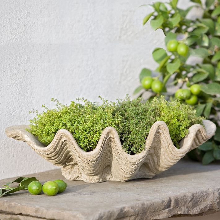 Wave Stone Indoor/Outdoor Bowl Planter | West Elm