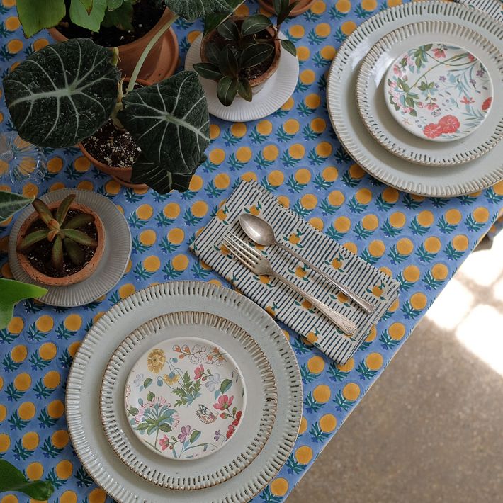 Soil to Studio Shama Block-Printed Tablecloth | West Elm