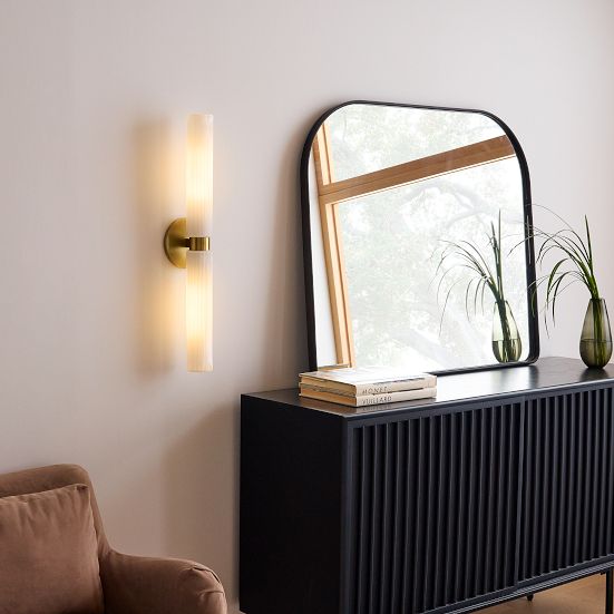 Fluted Double Long Indoor/Outdoor Sconce (3") | West Elm