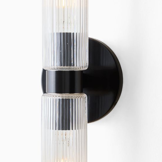 Fluted Double Long Indoor/Outdoor Sconce (3") | West Elm