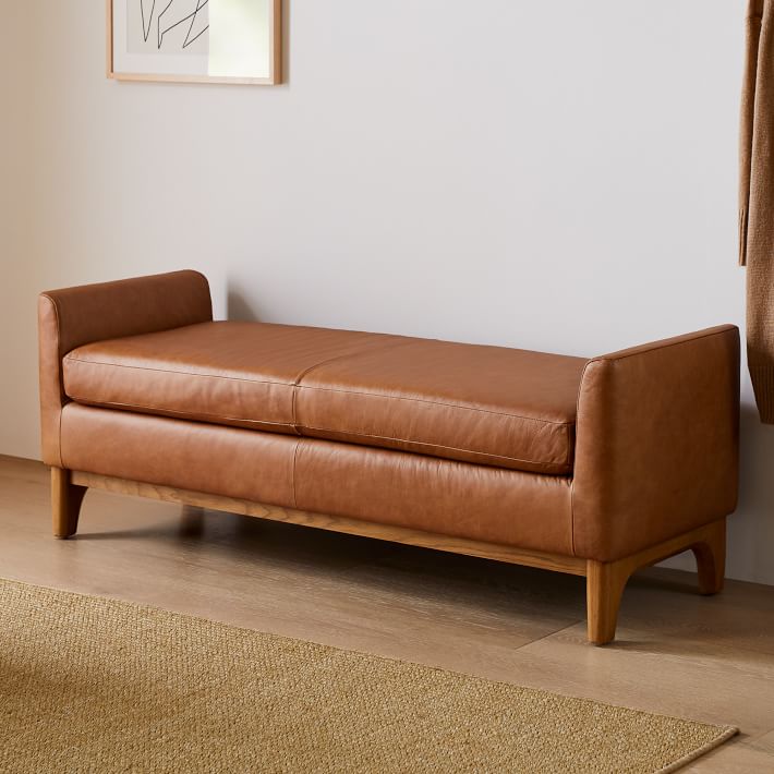 Harvey Leather Bench | West Elm