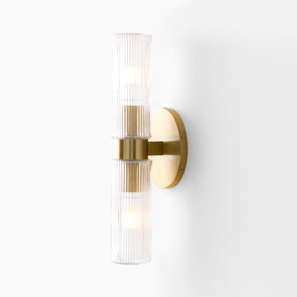 Fluted Double Short Indoor/Outdoor Sconce (3") | West Elm