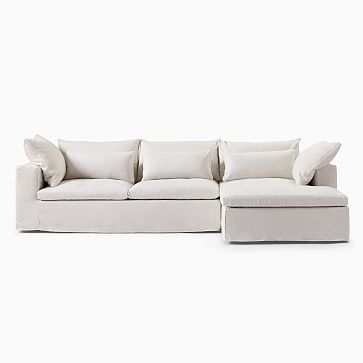 Harmony Modular Skirted Slipcover 2-Piece Chaise Sectional (122 ...